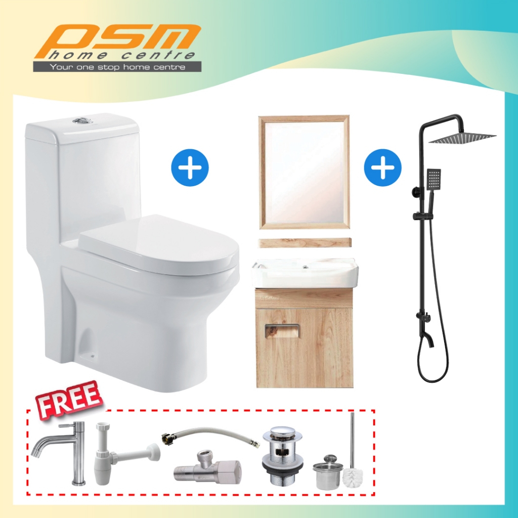 One Piece Design Bathroom Water Closet Toilet WC Bathroom Basin Cabinet Shower Package CWC001 ...