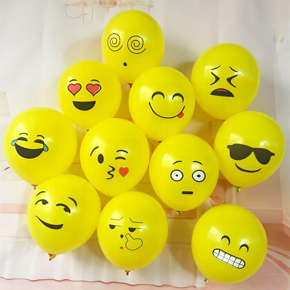 100pcs-12 Inch Yellow Emoji Balloons Smiley Face Expression Latex Belon ...