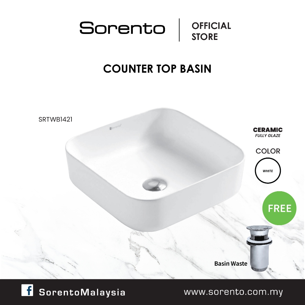 SORENTO Counter top Wash Basin Sinki Bilik Air Ceramic Bathroom sink ...