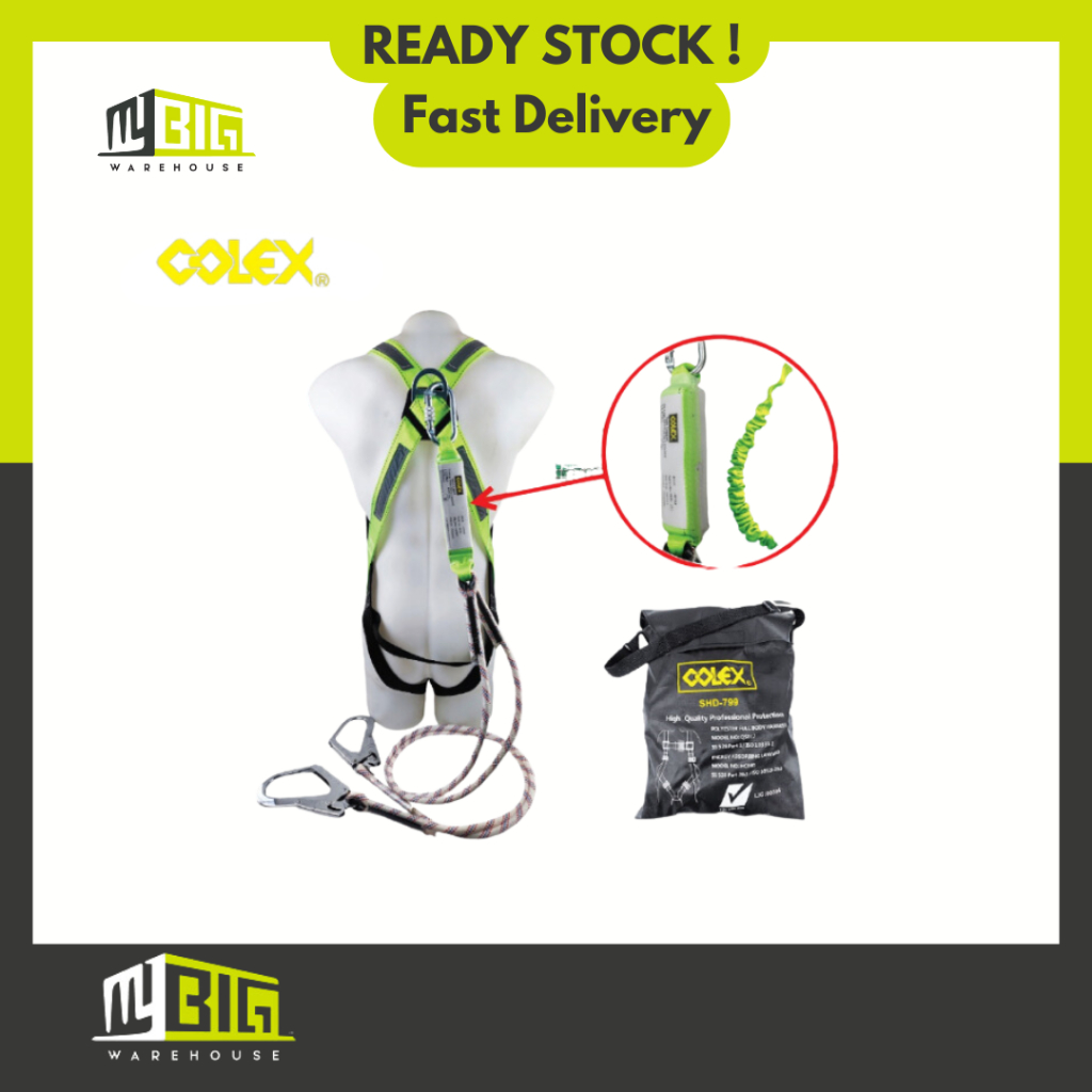 COLEX SHD-799 FULL BODY SAFETY HARNESS (DOUBLE HOOK) Tali Keselamatan ...