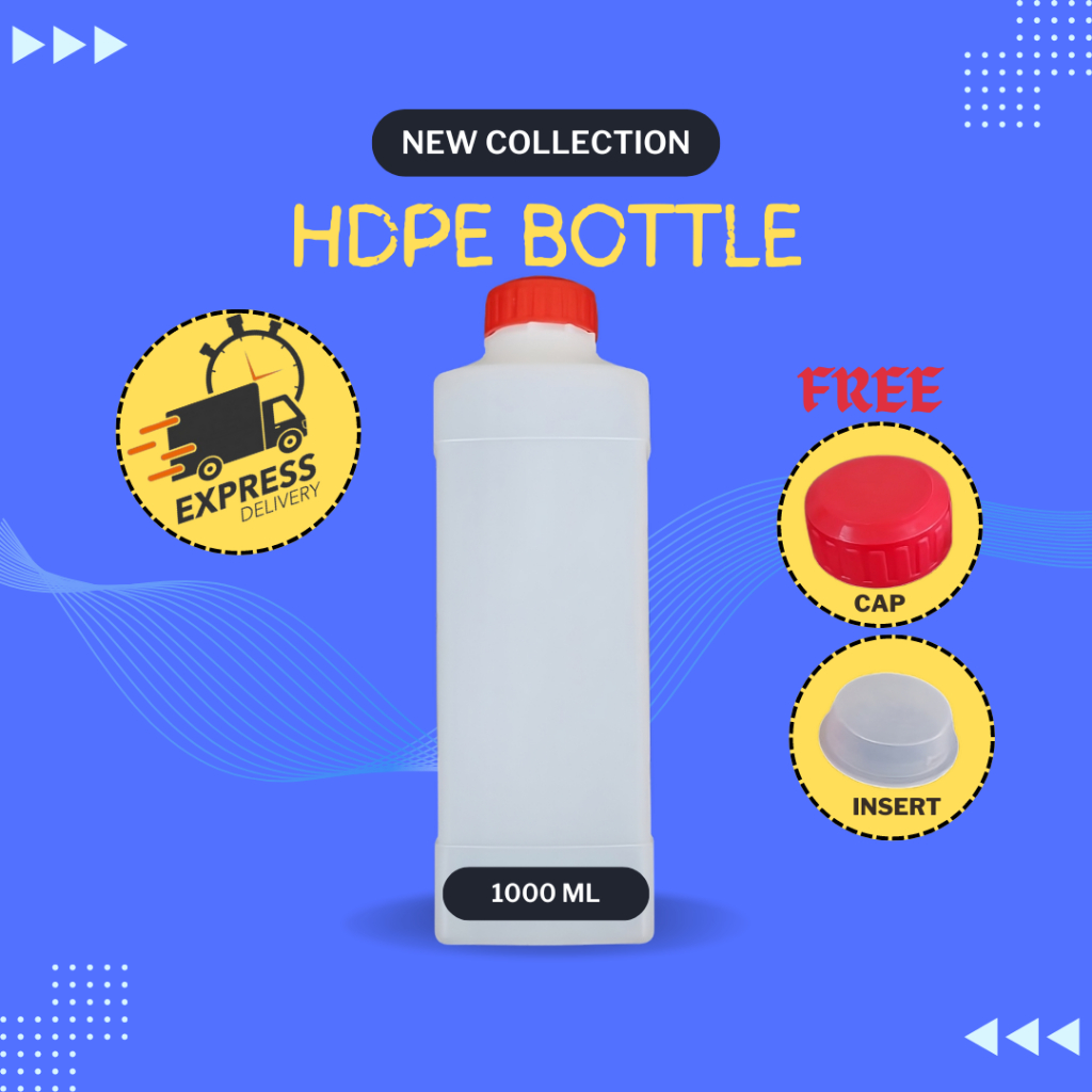 Botol HDPE Jerry Can Container 1 Liter Free Cap & Insert Botol HDPE ...