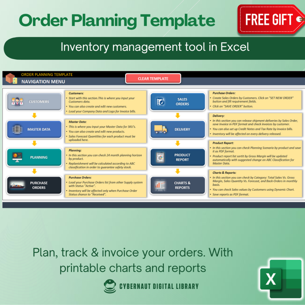 Excel Template - Order Planning Template (Free 12-in-1 Bundle Excel ...