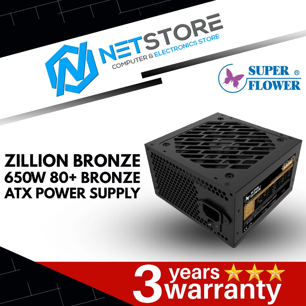 SUPER FLOWER ZILLION BRONZE 650W 80+ BRONZE ATX POWER SUPPLY - SF ...
