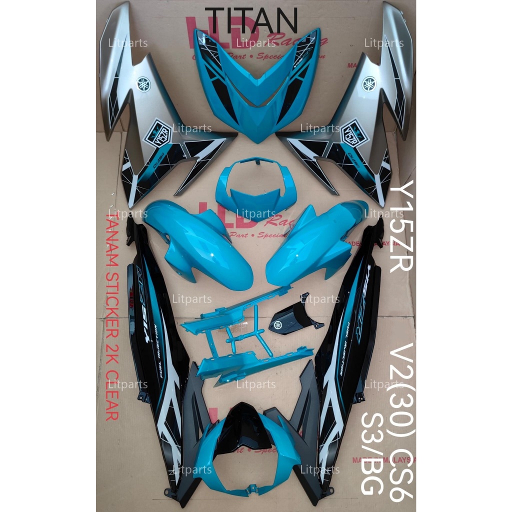 HLD Racing Y15 V2 Body Cover Set TITAN ( Siap Tanam Sticker 2K Clear ...