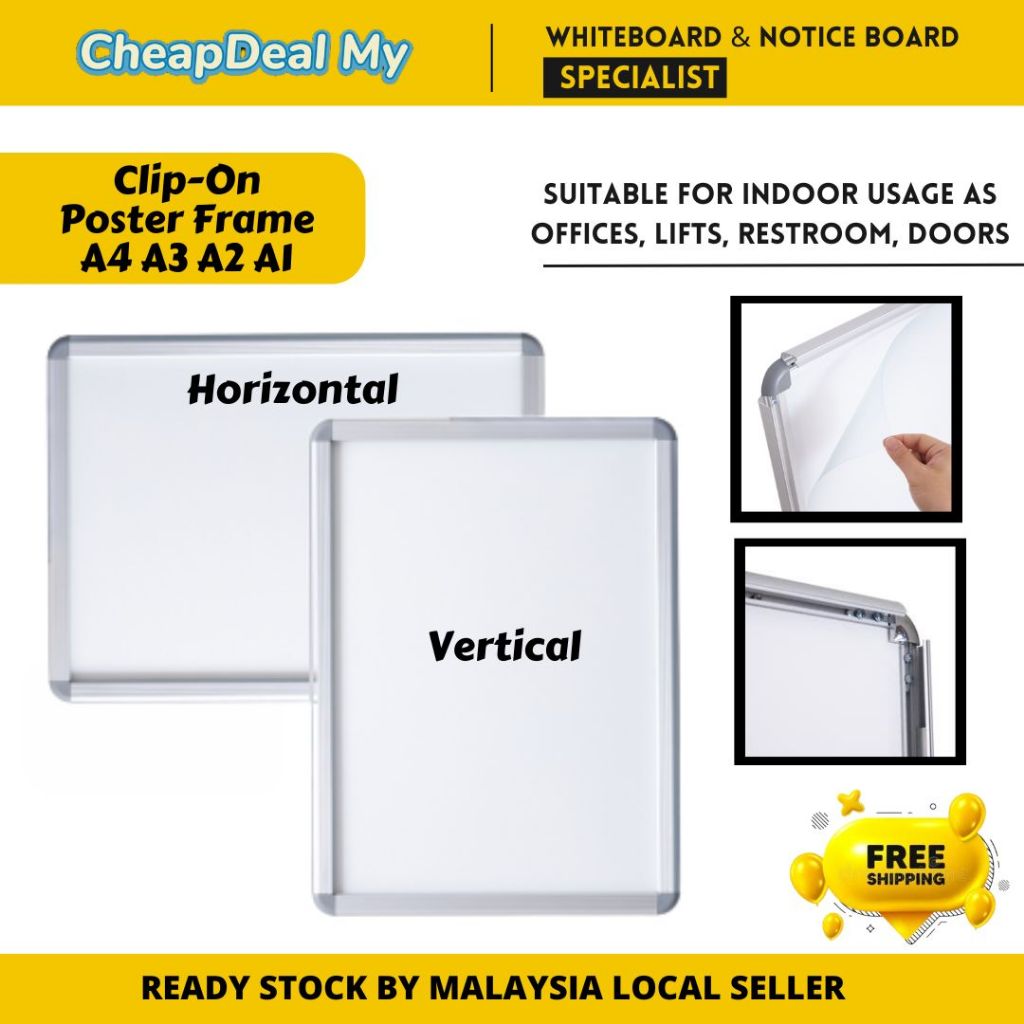 A4 A3 A2 A1 clip on aluminium poster frame/menu frame/display frame ...