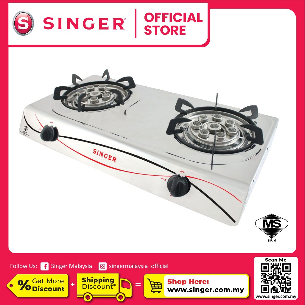 Singer HGT218J Double Burner 8 Jet Gas Cooker (Dapur Gas) | Shopee Malaysia