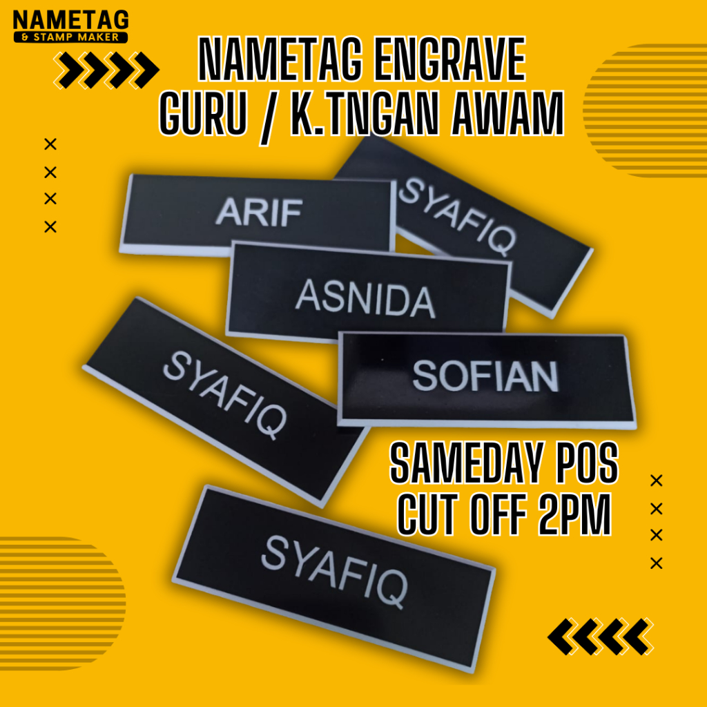 Engrave Name Tag (PRINT ON DEMAND) 75X20MM/75MMX25MM | Shopee Malaysia