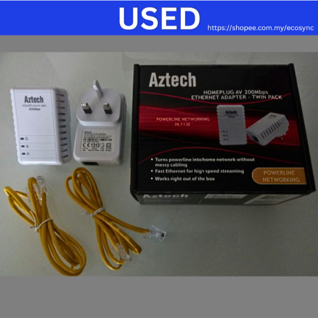 Aztech Homeplug Av 200mbps Wi Fi Extender Hl113ew Hl113e Ethernet Wifi Adapter Kit Wireless N