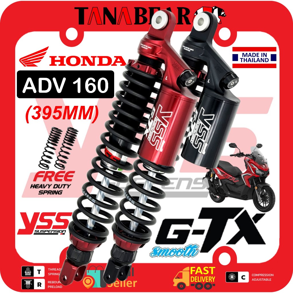 YSS ADV160 (395MM) GTX [Free Heavy Duty Spring] adjustable absorber twinshock HONDA, G-TX ADV ...