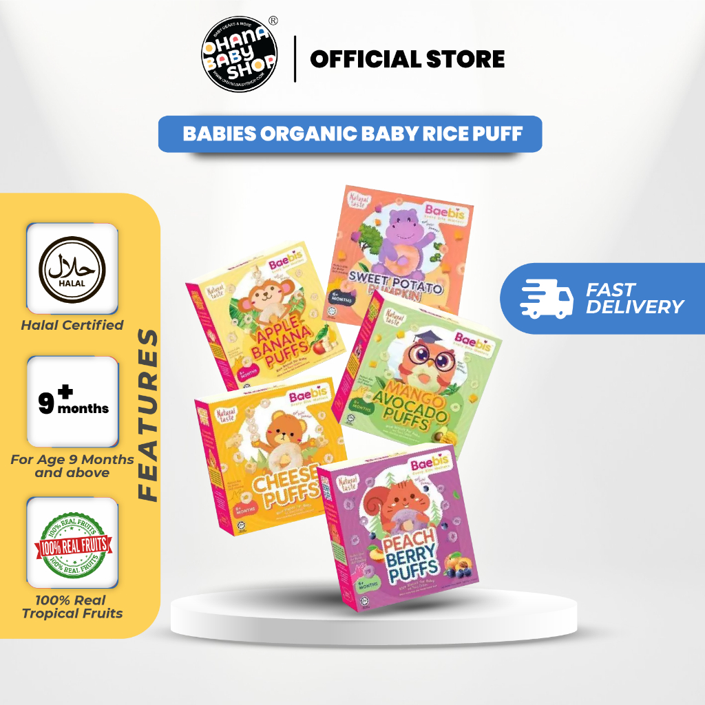 Baebis Organic Baby Rice Puff-Baby Snack Halal Finger Food | Shopee ...