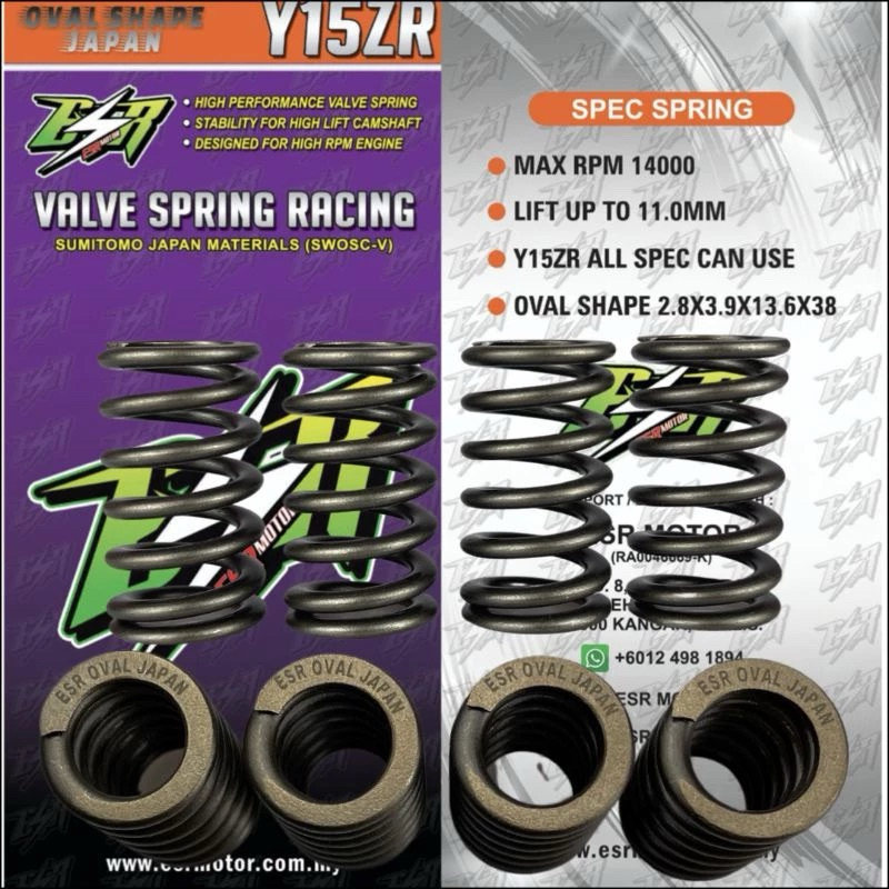 Y15/RS150 VALVE SPRING RACING (OVAL SHAPE JAPAN)JENAMA ESR MOTOR RACING ...