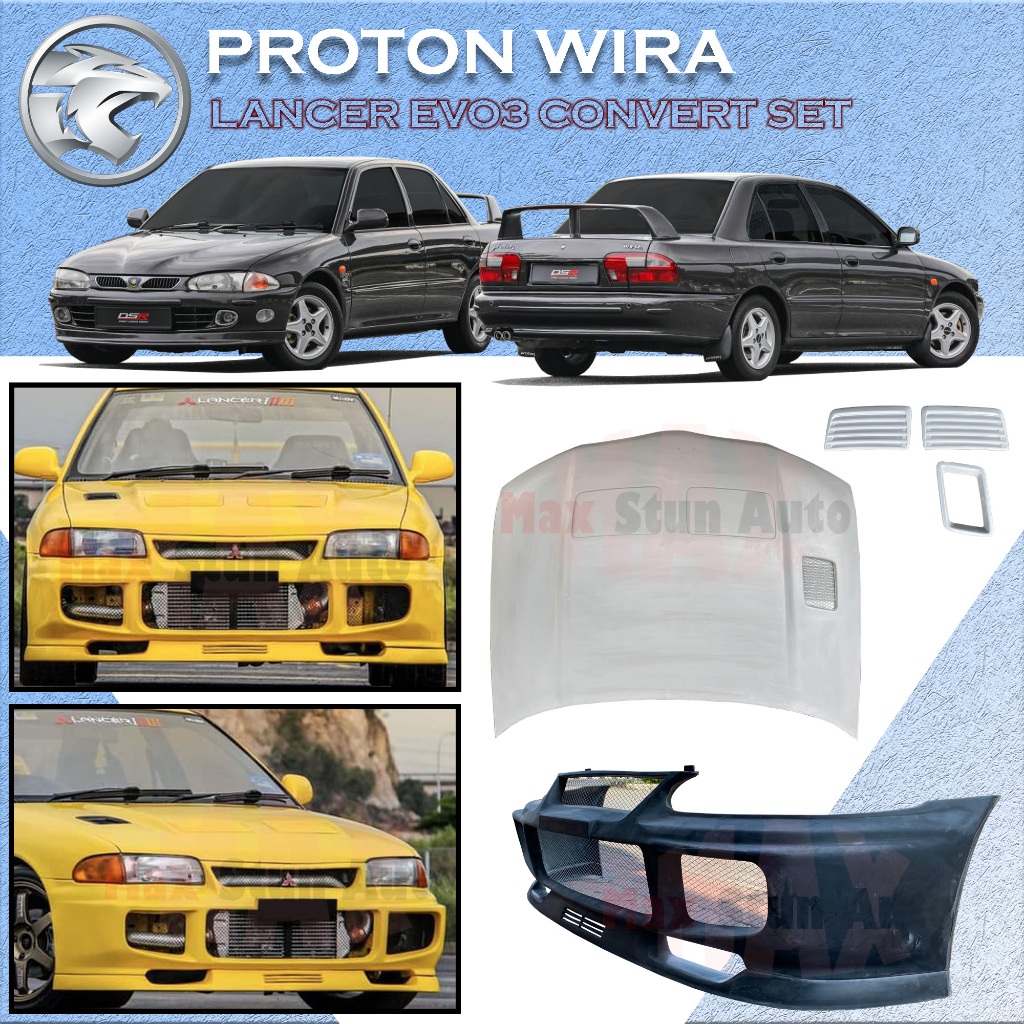 PROTON WIRA CONVERT LANCER EVO BODYKIT SET LANCER EVO3 BONNET BUMPER FENDER HEAD LAMP SIGNAL ...