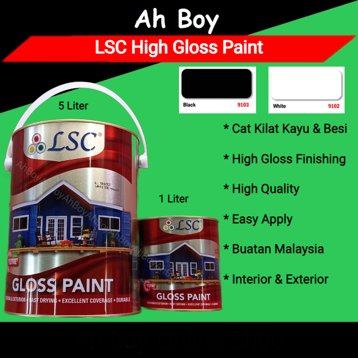 LSC High Gloss Paint ( White 9102 )/( Black 9103 ) 1L / 5L | Cat Minyak ...