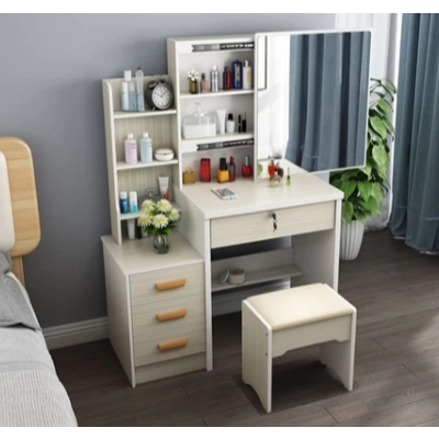 AIHOME Dressing Table & LED Mirror Makeup Drawer Storage Table Cosmetic ...