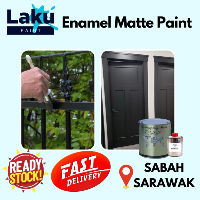 1L & 5L COLY Enamel MATTE Paint (Wood&Metal) Cat Kayu Tak Kilat Kayu ...