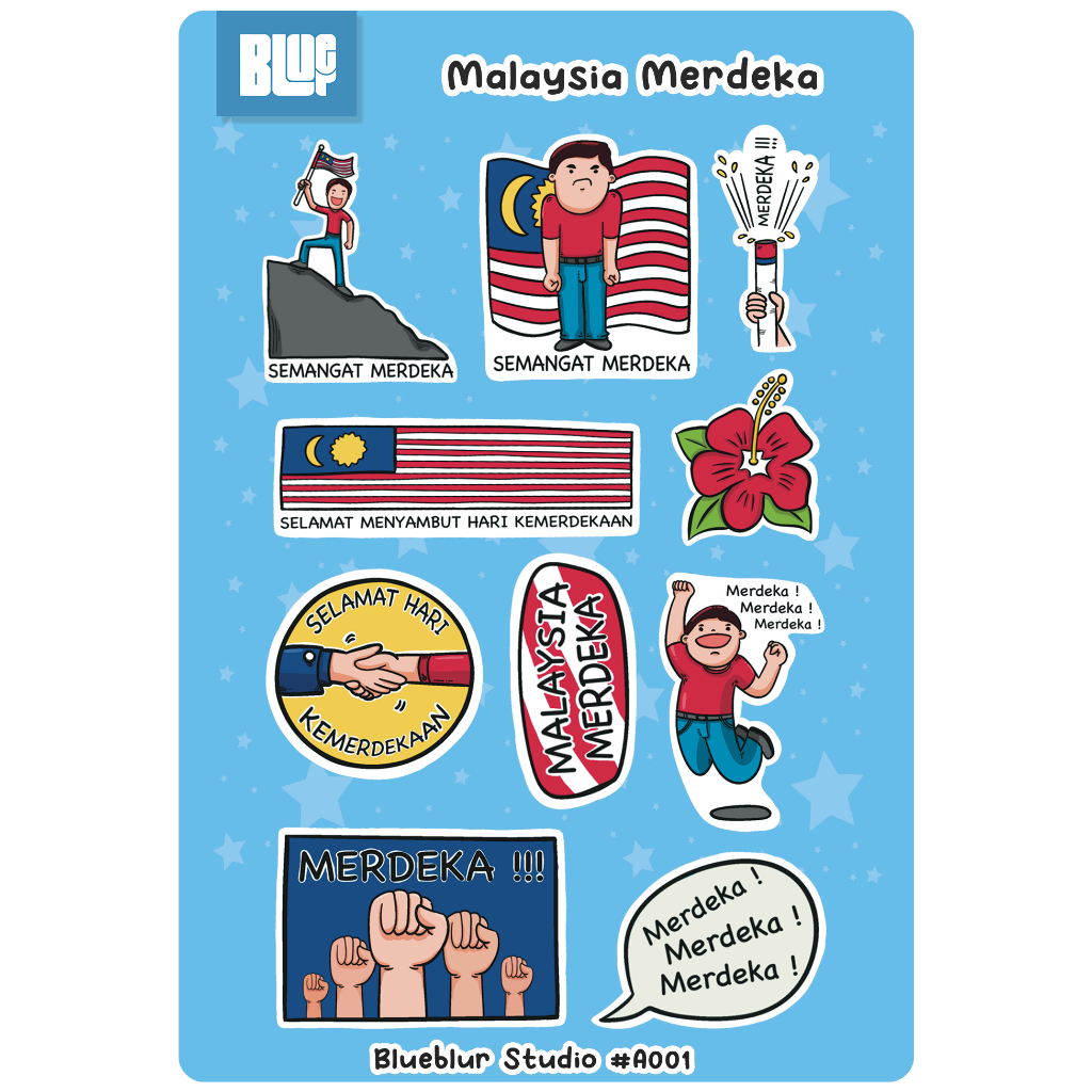 Sticker Malaysia merdeka - Doodle cartoon - Selamat Hari Kemerdekaan ...