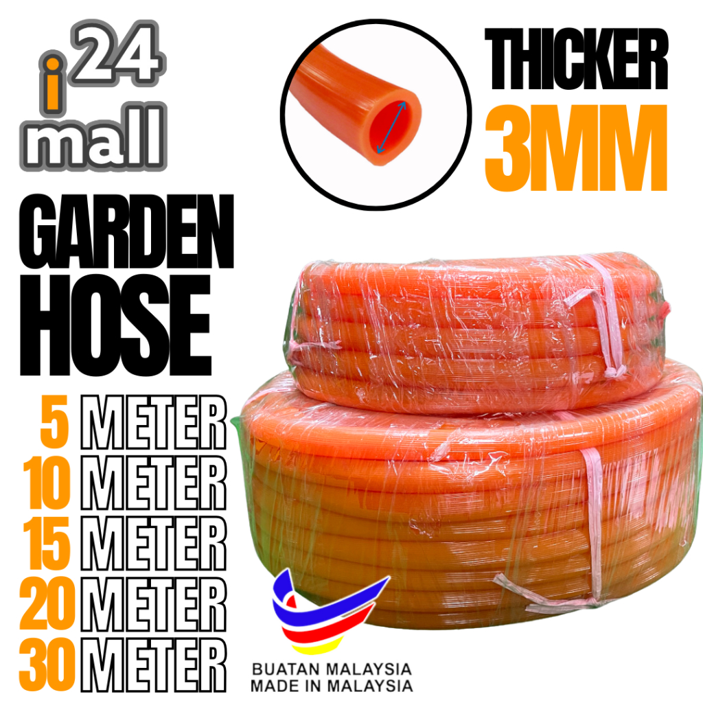 1 ROLL LOCAL Orange Garden Hose THICK [3MM] / Paip Getah Hose Getah ...