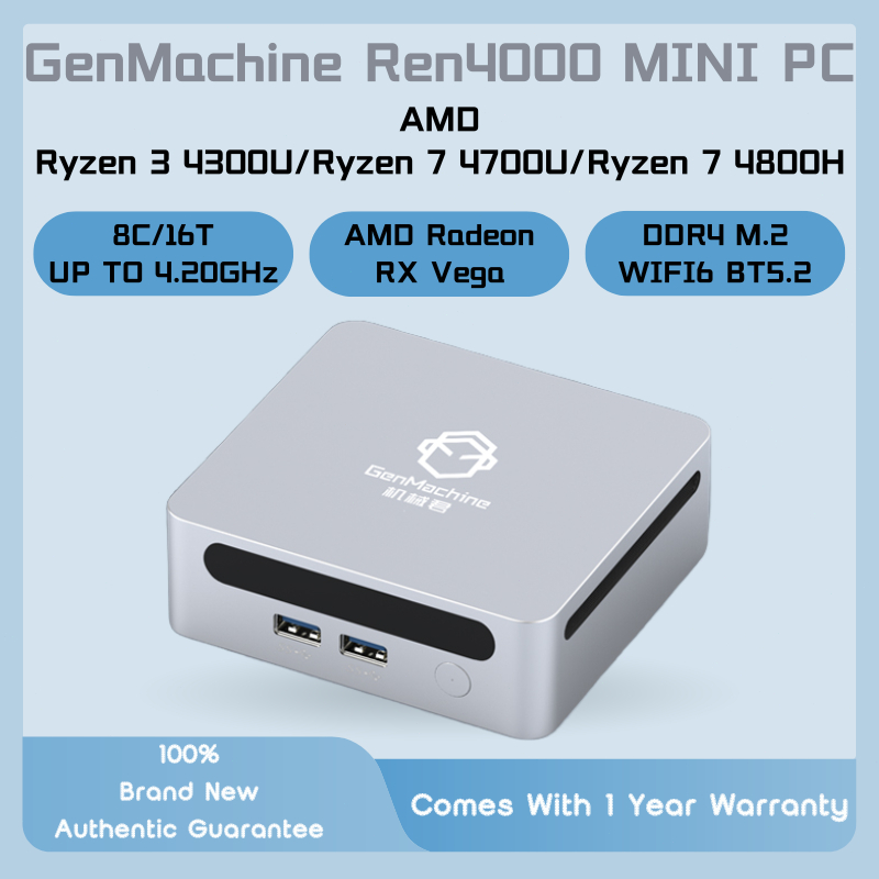 GenMachine Ren4000 MINI PC AMD Ryzen 3 4300U/Ryzen 7 4700U/Ryzen 7 ...