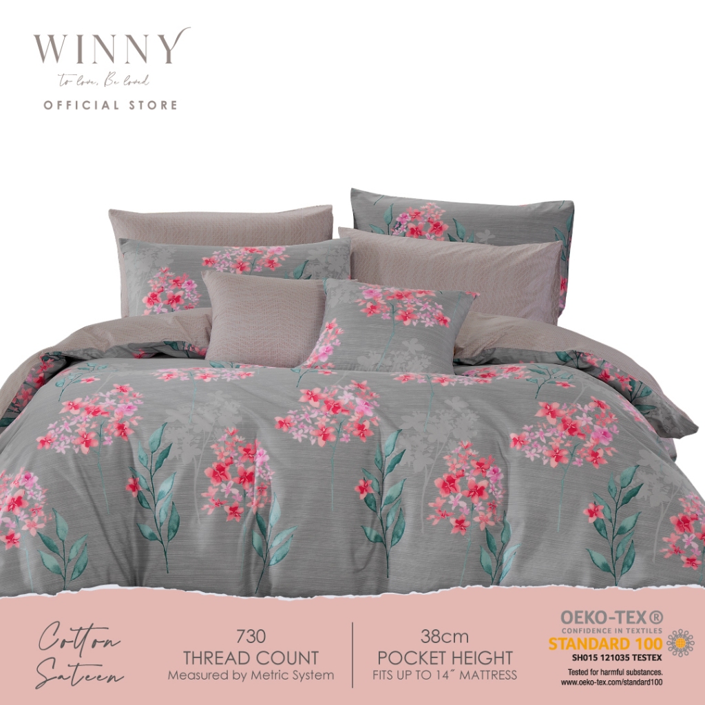 WINNY Allure Quilt Cover 5 In 1 Set Cotton Sateen Pocket Height - Super ...