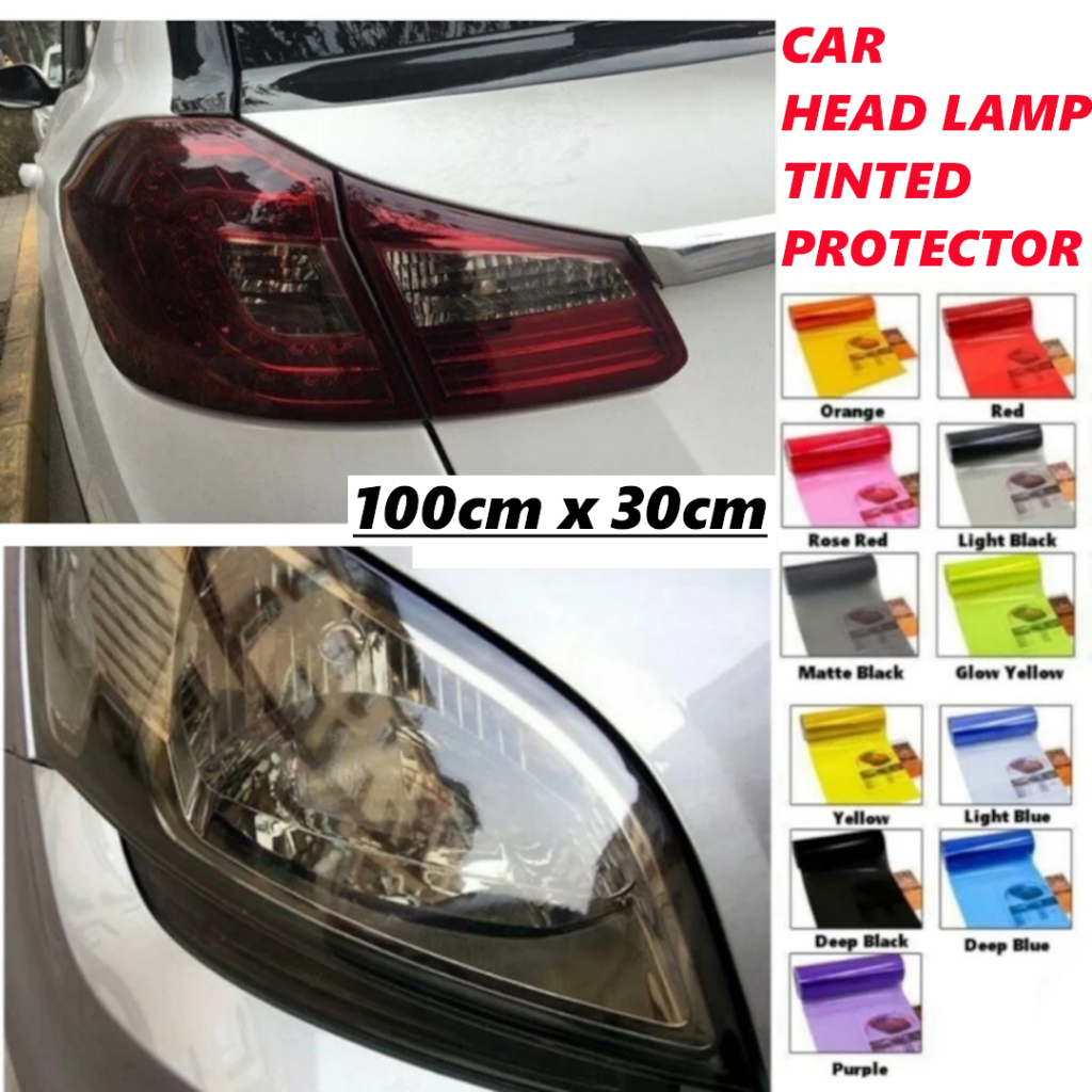 100cm x 30cm Car Tinted Film Head Lamp Light Screen Protector Sticker ...