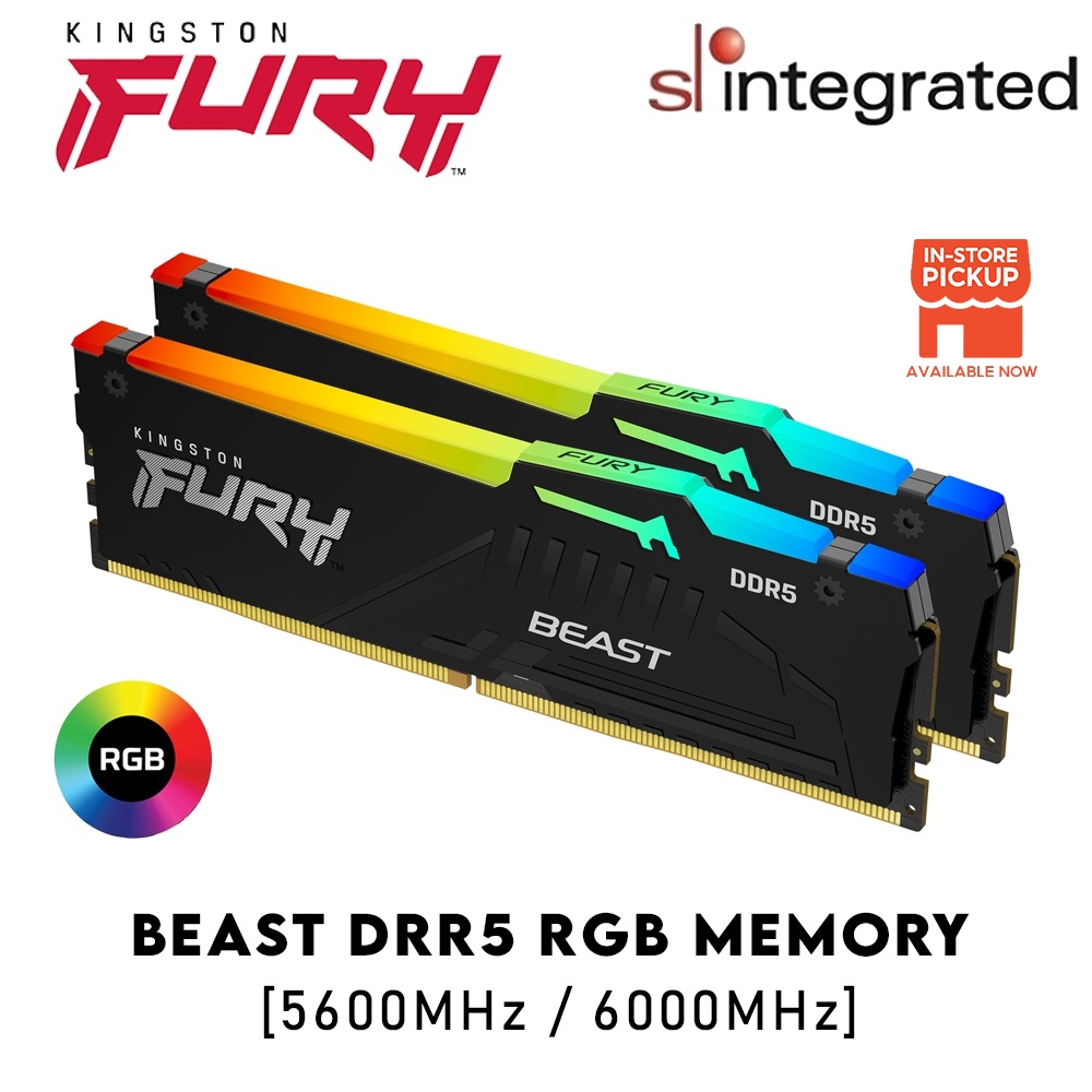 Kingston FURY Beast DDR5 RGB Desktop Gaming Memory RAM - 5600MHz/6000MHz/6000MHz (CL40 ...