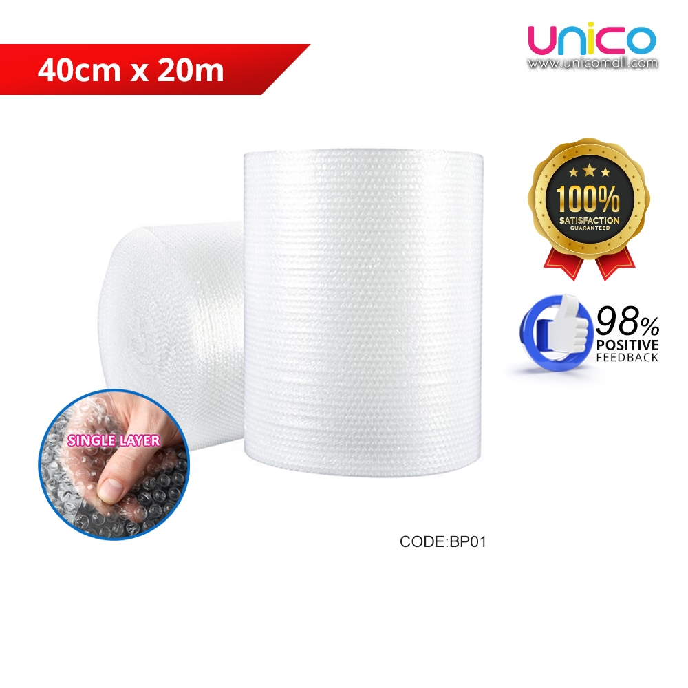 Unicomall (40cm x 20m) Short Bubble Wrap Roll (Single Layer) for Fragile Packaging BP01 | Shopee ...