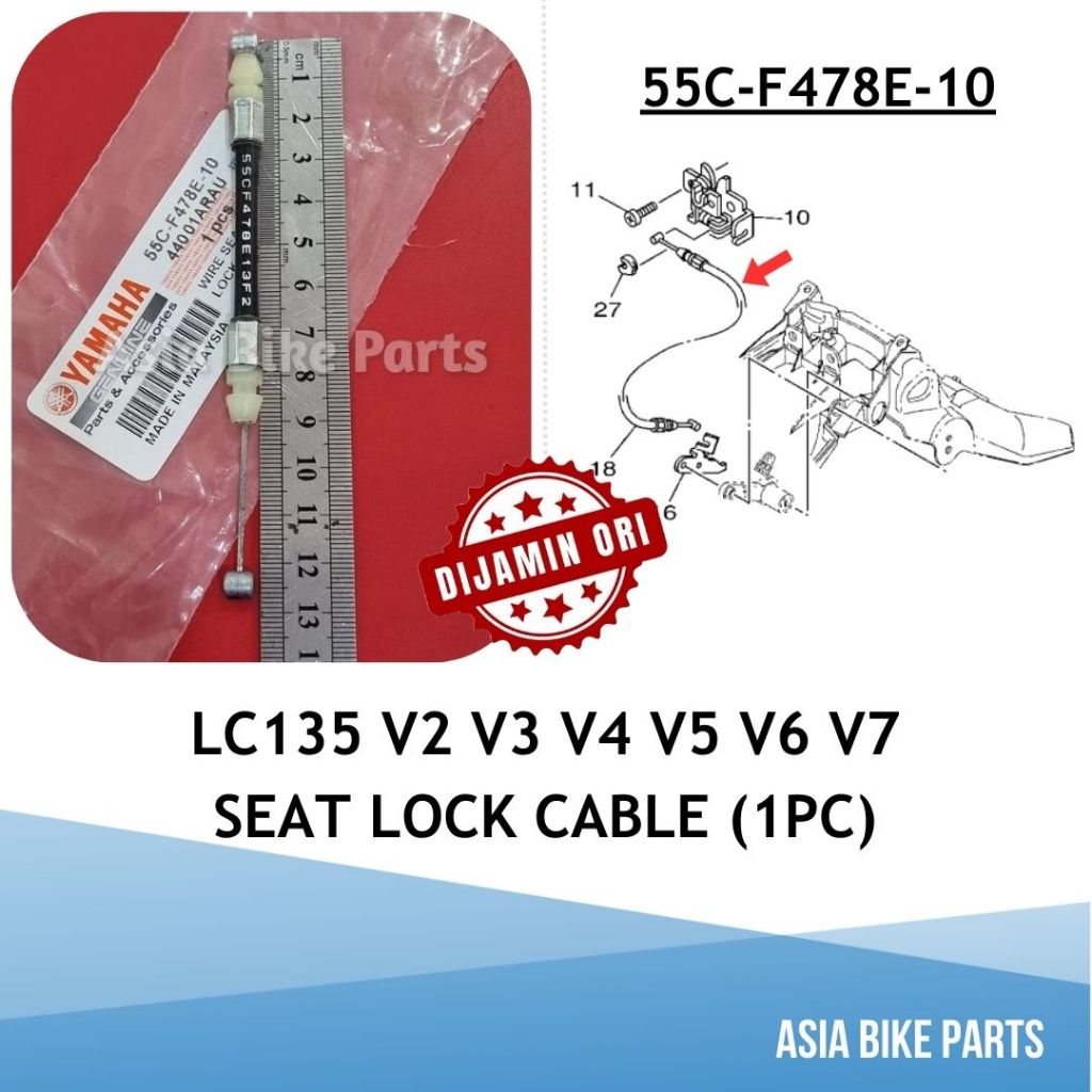 Yamaha Original LC135 V2 V3 V4 V5 V6 V7 Cable Seat Lock Wire - 55C-F478E-10 | Shopee Malaysia