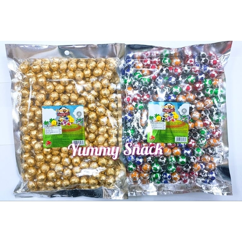(100g/600g) 200pcs+- Football Chocolate Golden / Colourful Buatan Malaysia Halal Ready Stock ...
