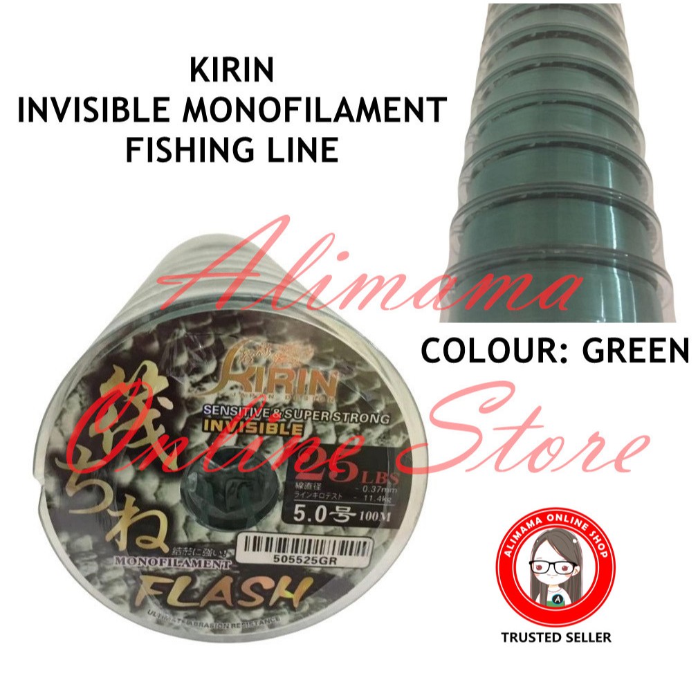 Kirin Flash Monofilament Green Fishing Line 100M Tali Mono | Shopee ...