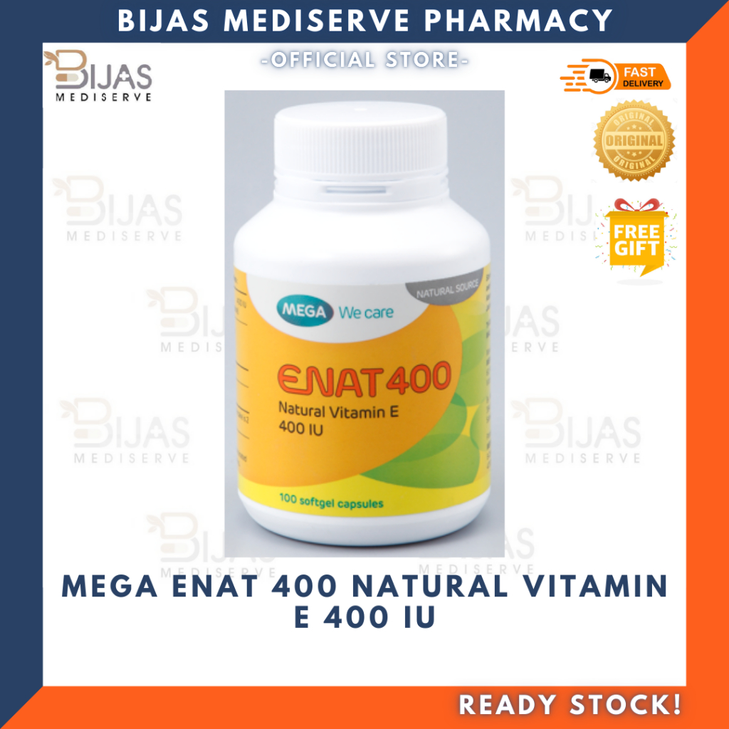 MEGA ENAT 400 NATURAL VITAMIN E 400 IU - 100 CAPSULES (EXP: 07/2026 ...