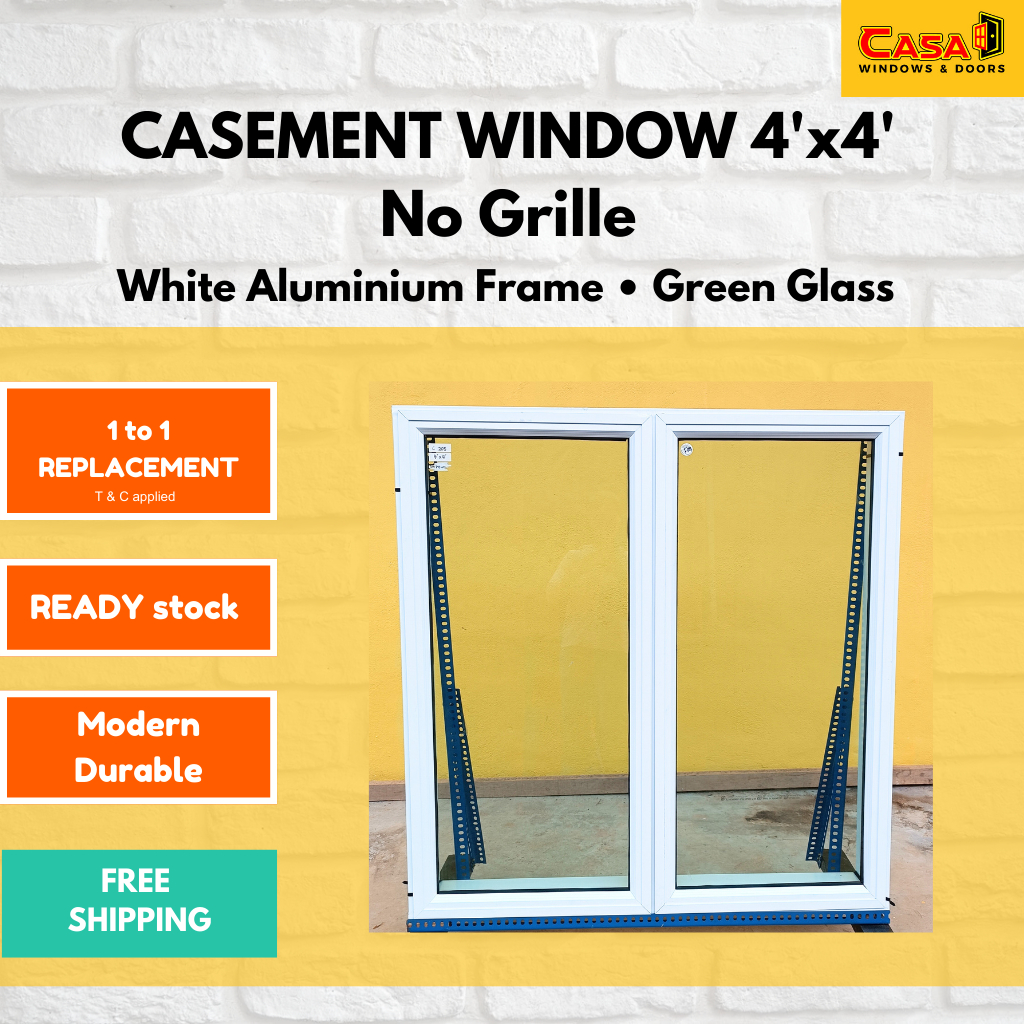 4'X4' (No grille)Tingkap Casement Frame Putih Cermin Hijau READY STOCK ...