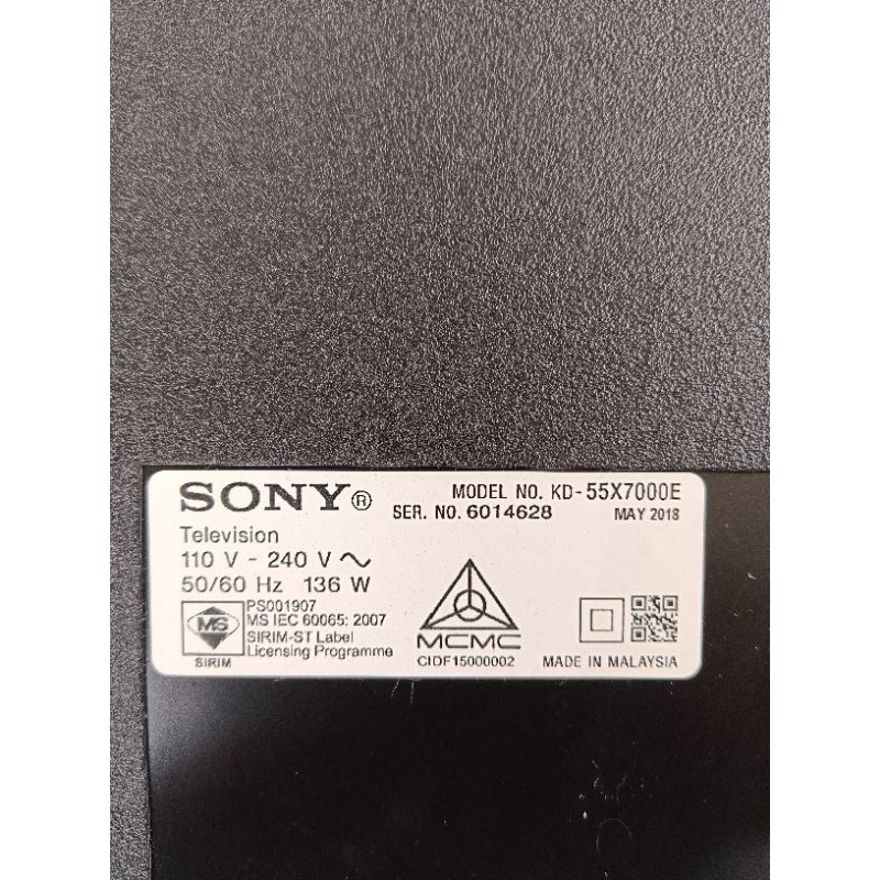 SONY KD-55X7000E (Spare Part ori) | Shopee Malaysia