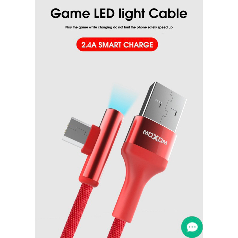 90 Degree Type C Cable MOXOM USB Cable Led 2.4A 1m USB to Type c ...