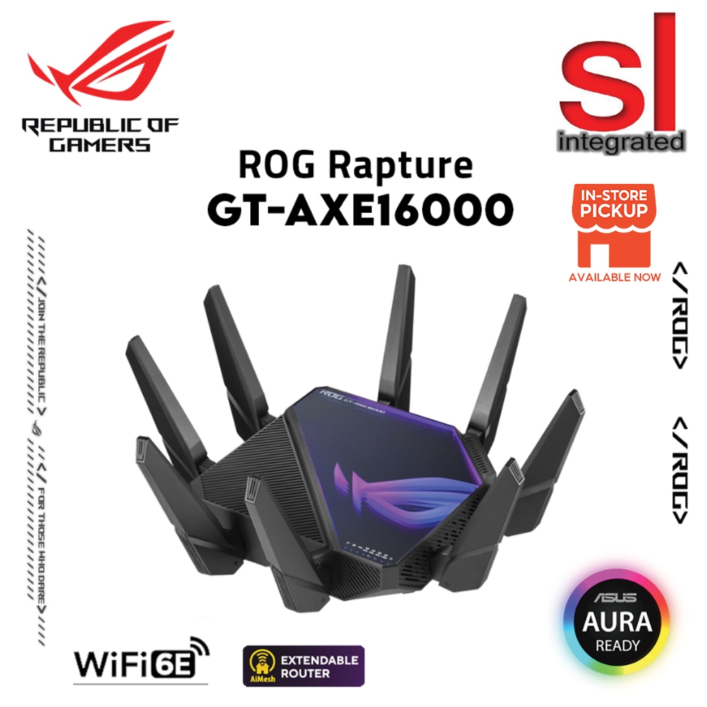 Asus ROG Rapture GT-AXE16000 Quad-band WiFi 6E Extendable Gaming Router ...