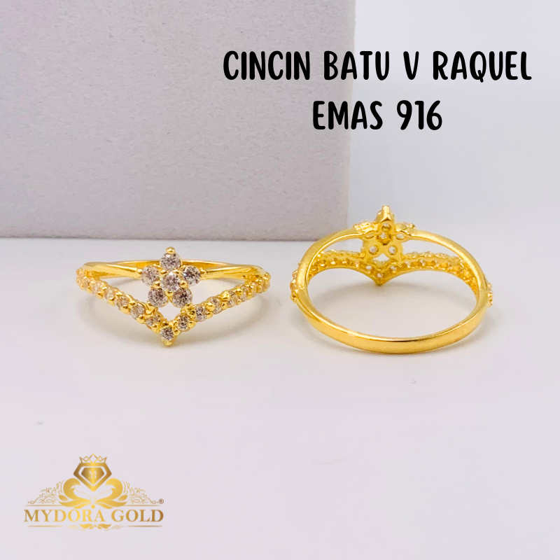 MYDORA Cincin Batu V Raquel l EMAS 916/22k | Shopee Malaysia