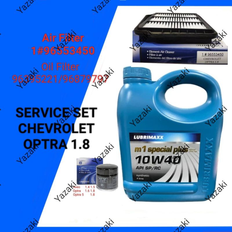 1#96553450 Air Filter +96879797 Oil Filter +lUBRIMAXX 10W40-4L SERVICE ...
