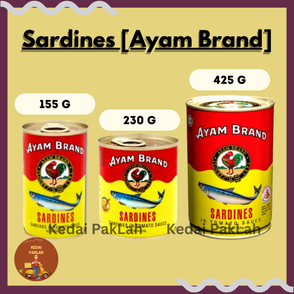 AYAM BRAND Sardin/Sardines/Ikan Sardin Sos Tomato 155g 230g 425g | Shopee Malaysia