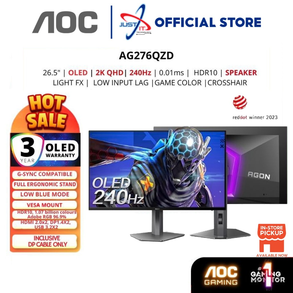 AOC AGON PRO AG276QZD / AG276QZD2 27" OLED GAMING MONITOR (27" / OLED ...