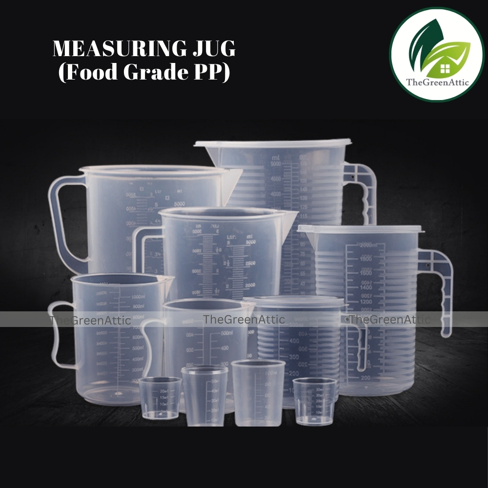 THEGREENATTIC Measuring Jug Cup Plastic Transparent Kitchen Baking 100ml 250ml 500ml 1000ml ...