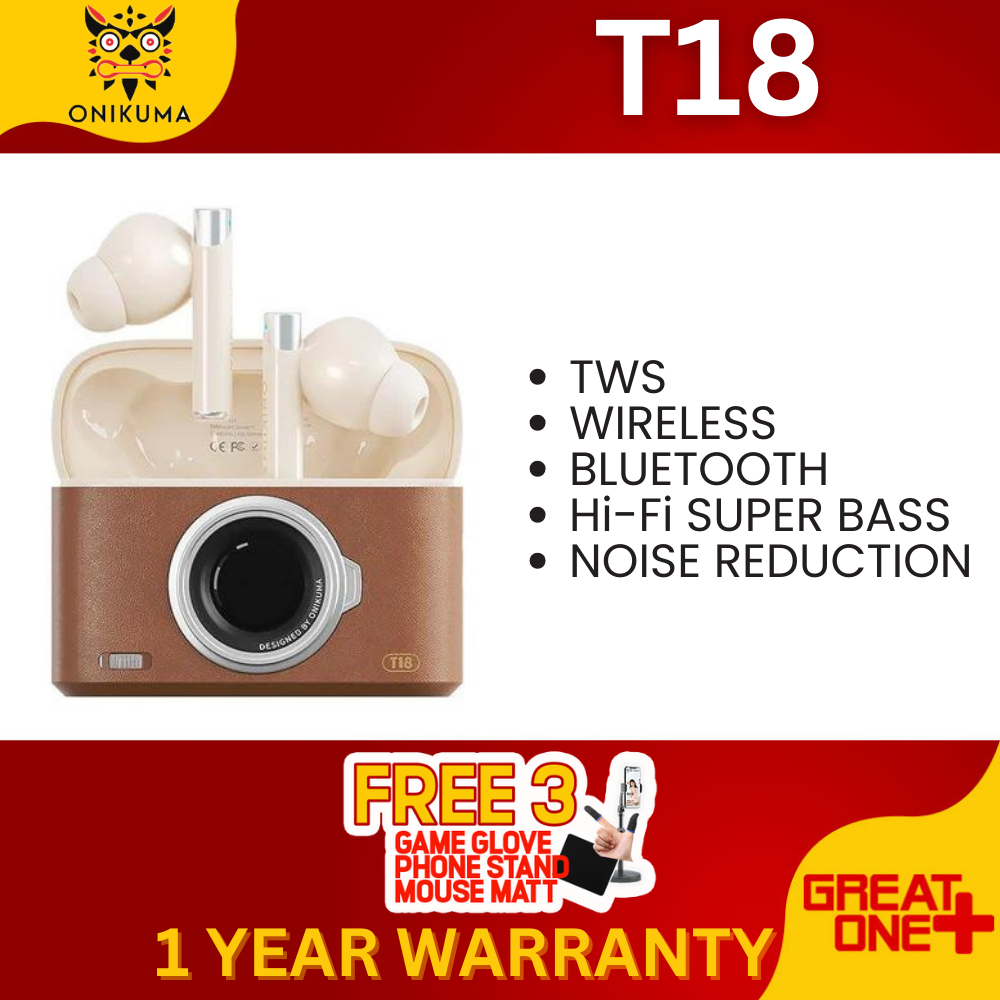 ONIKUMA T18 Wireless headphones TWS 5.3 Sports Noise Cancelling Gaming ...