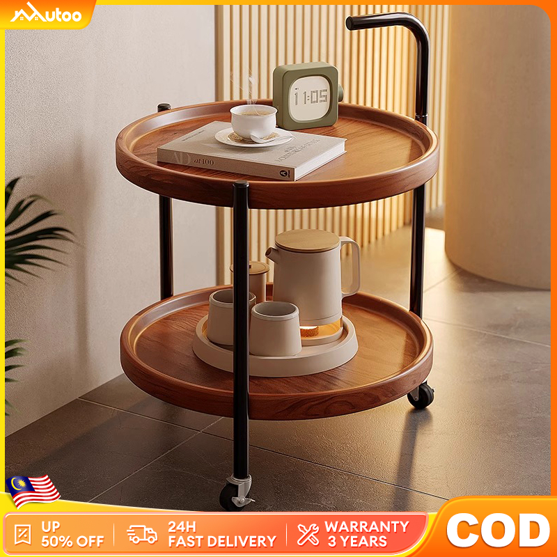 Coffee Table With Wheel Movable Sofa Side Table Bedside 2 Layer Small ...