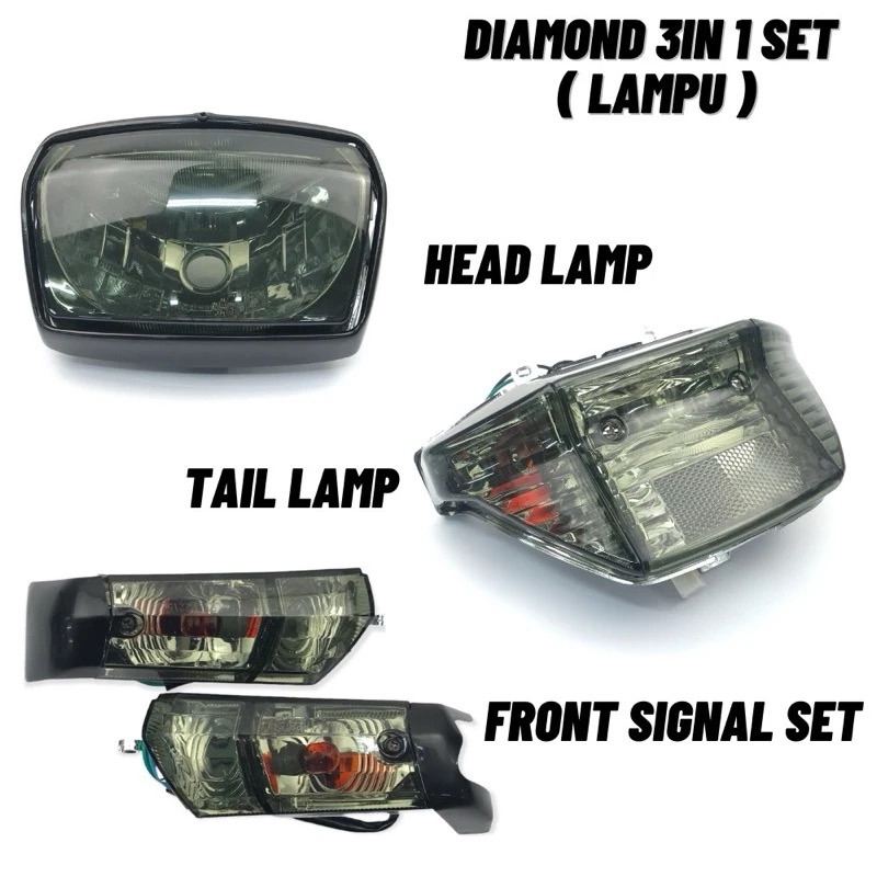 HONDA EX5 HI POWER EX5 DREAM NEW DIAMOND STYLE HEAD LAMP + FRONT SIGNAL DEPAN + TAIL LAMP LAMPU ...