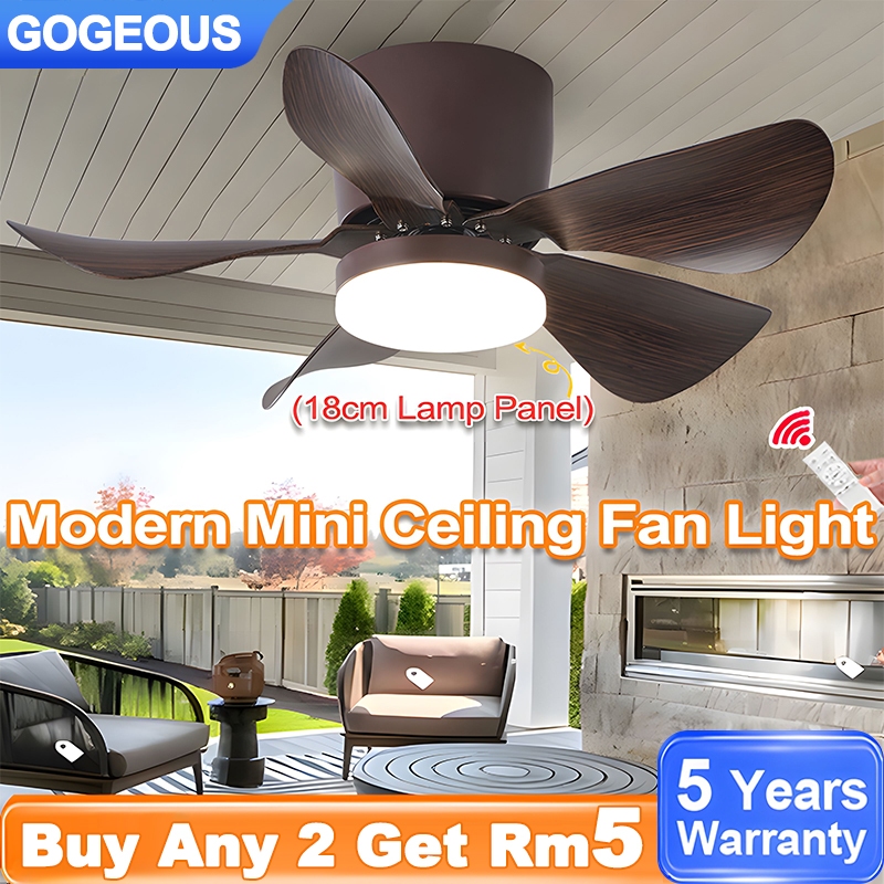 26" Courtyard Outdoor Mini Ceiling Fan With Light Modern Remote Control ...