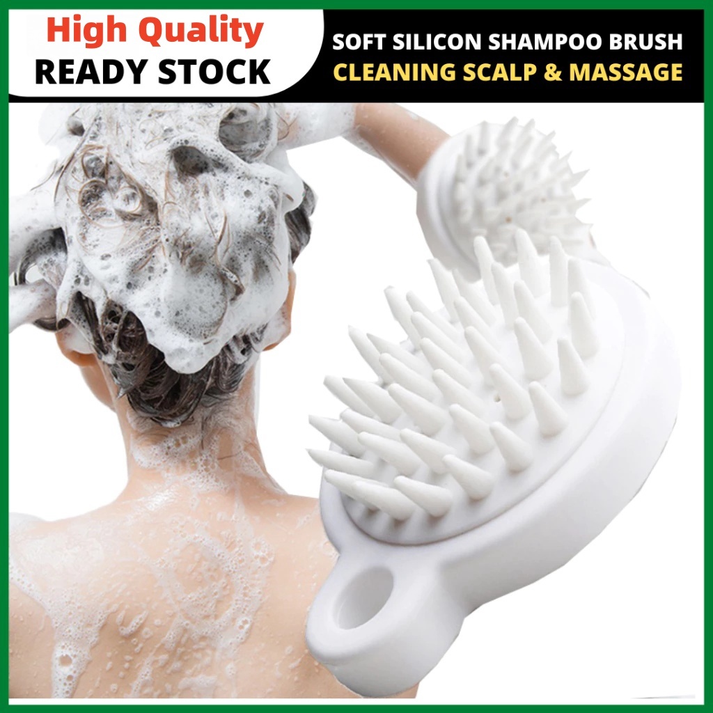Japan Soft Silicon Shampoo Brush Hair Head Body Bath Washing Scalp ...
