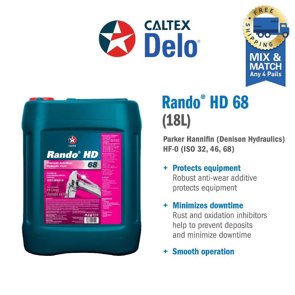 Caltex Rando HD 68 Premium Anti-Wear Hydraulic Oil (18L) | Shopee Malaysia