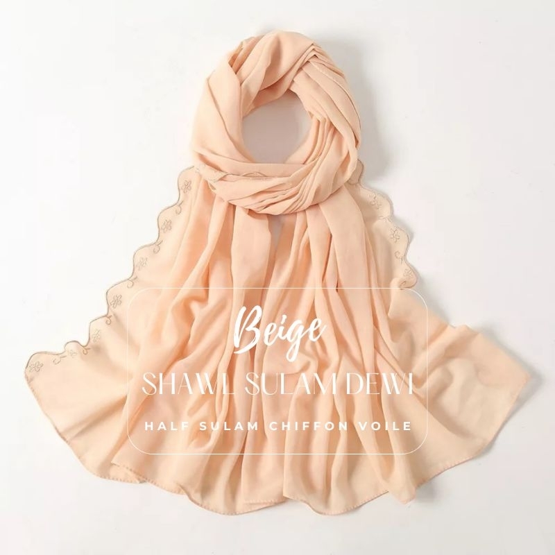 ELFY Shawl Sulam Dewi Tudung Selendang Klasik Chiffon Voile Nikah ...