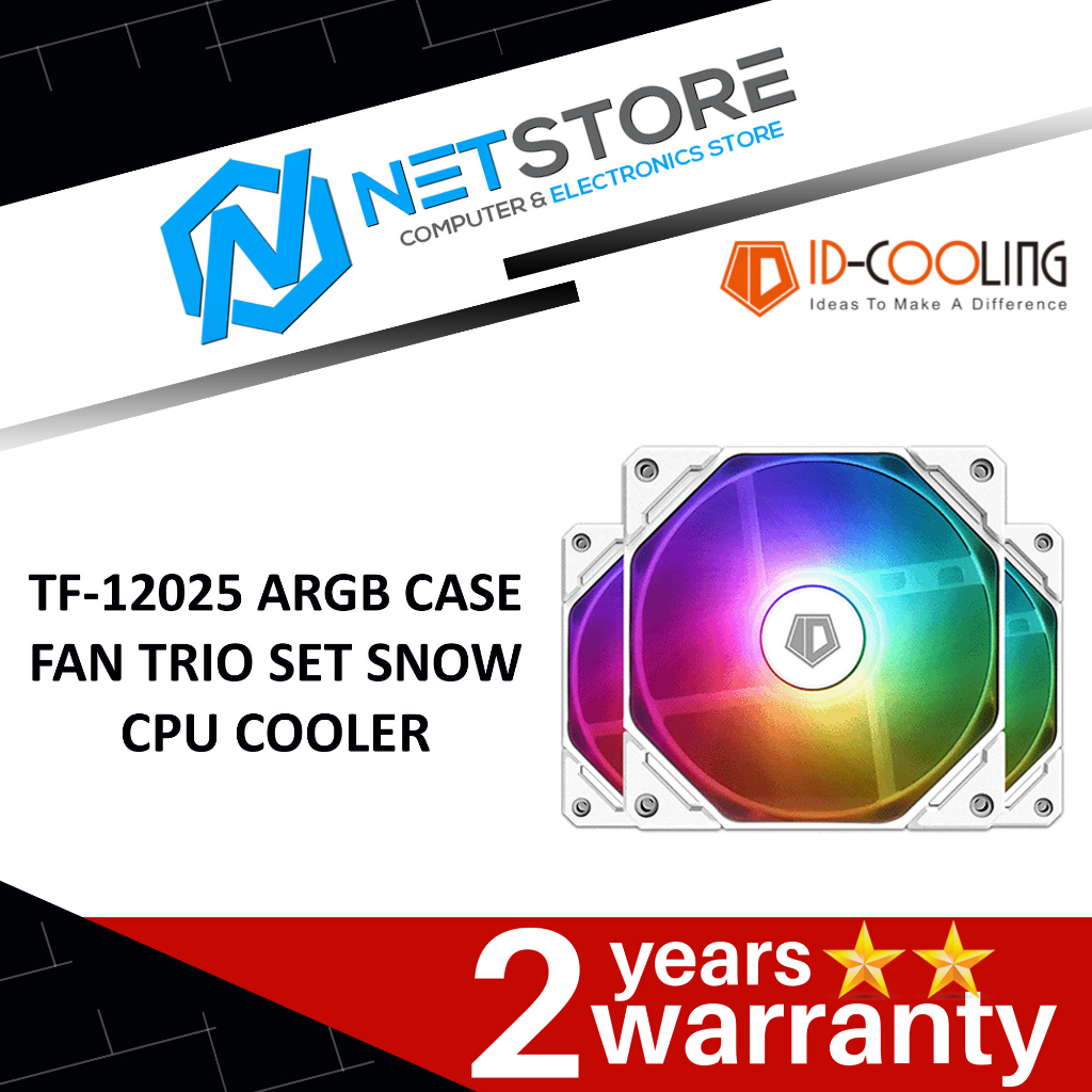 ID-COOLING TF-12025 ARGB CASE FAN TRIO SET SNOW CPU COOLER - ID-FAN-TF ...