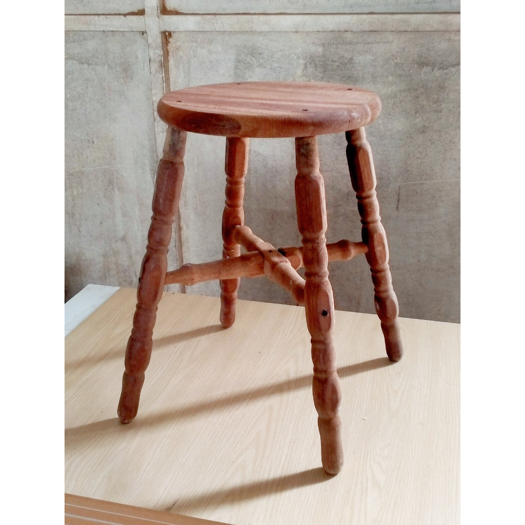 Classic Vintage MERANTI OLD SCHOOL wooden stool | Shopee Malaysia