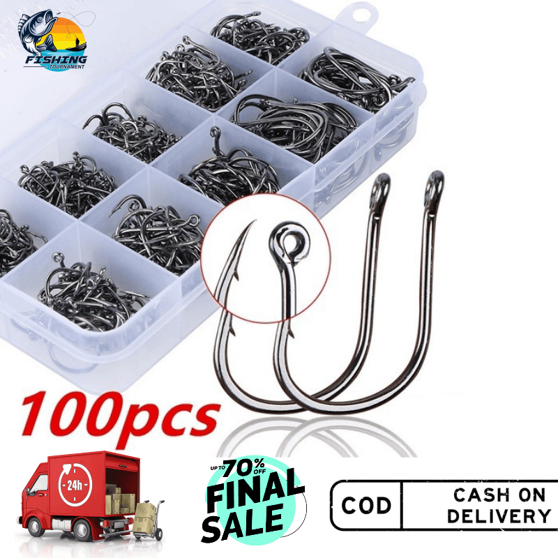 Strong Carbon Steel Saltwater Freshwater Sharp Fishing Circle Jig Hooks ...