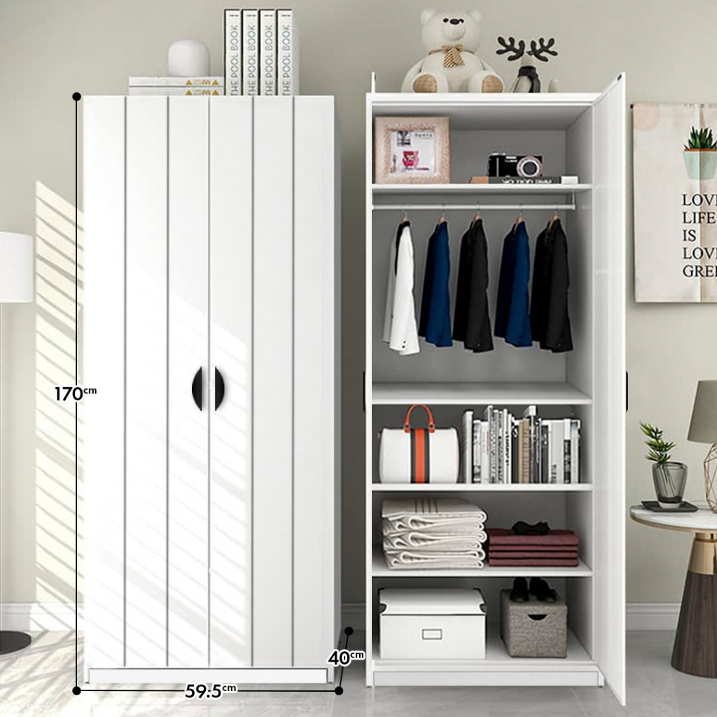 KENZZO 2 IN 1: Multi Function 2 Door Wardrobe Cupboard Storage Cabinet ...